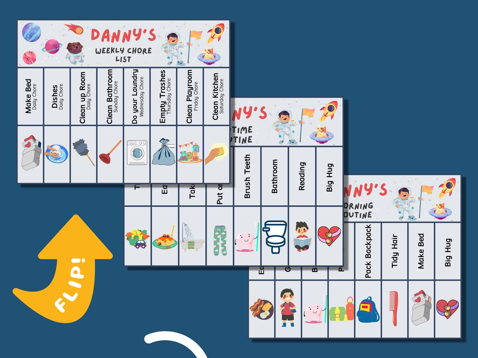 Kids Interactive Routine Chart Bundle Printable Space Themed - Etsy