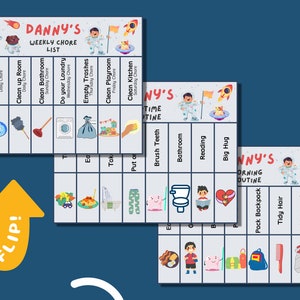Kids Interactive Routine Chart Bundle Printable Space Themed - Etsy
