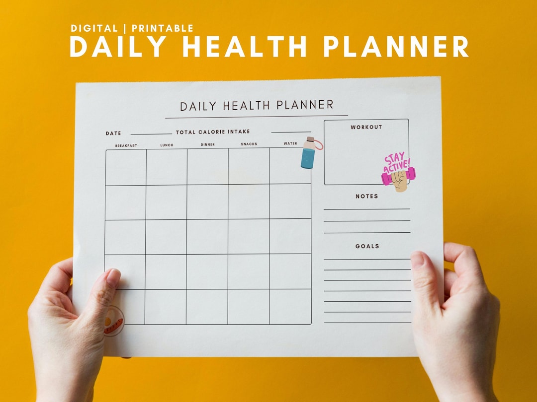 Daily Health Planner Printable Health Tracker Exercise Log - Etsy
