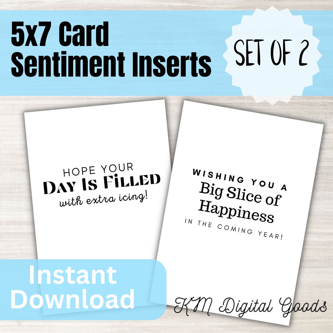 Birthday Card Sentiment Inserts: 5x7 Printable Messages (digital ...