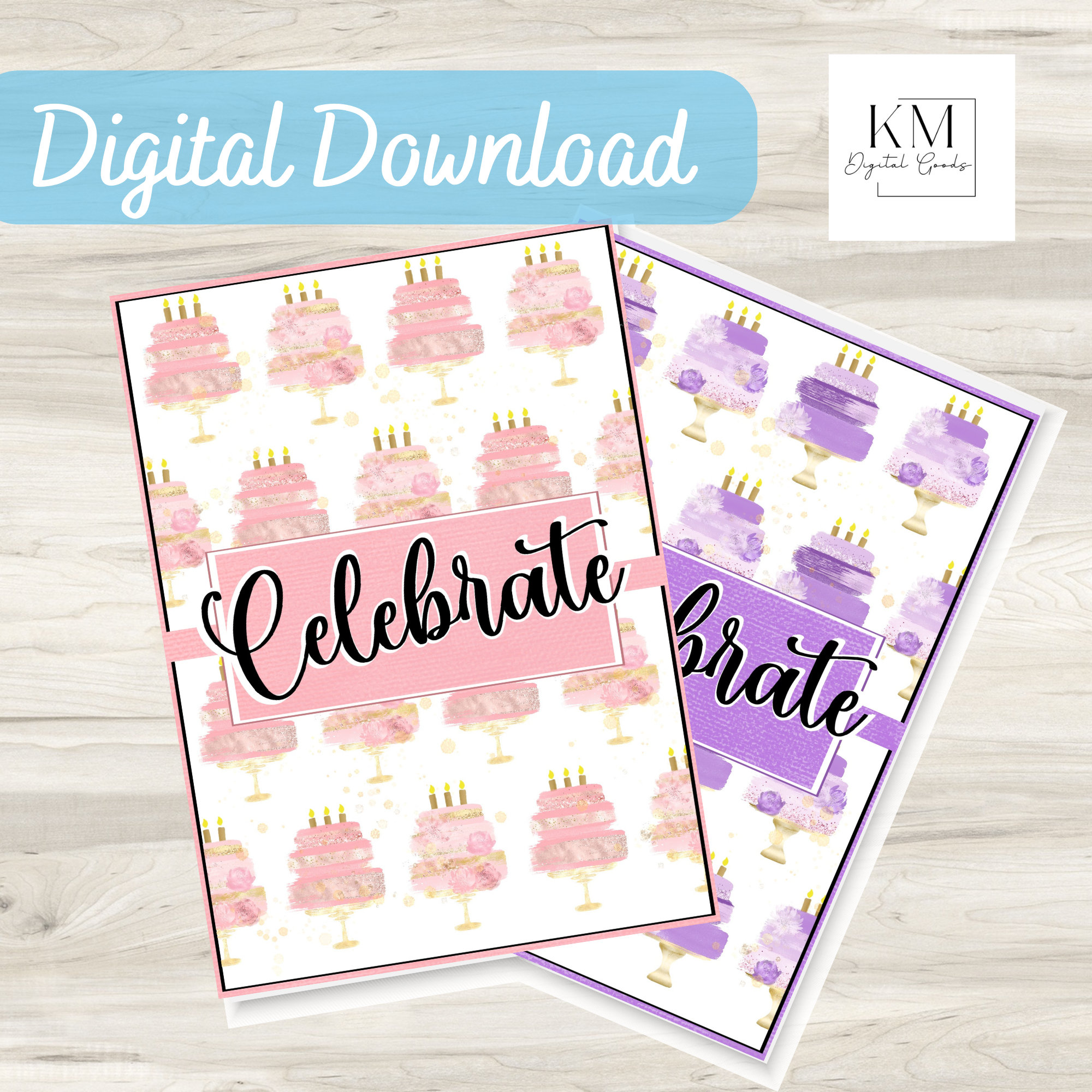 Happy Birthday Printable Greeting Card Digital Birthday Card Cake ...