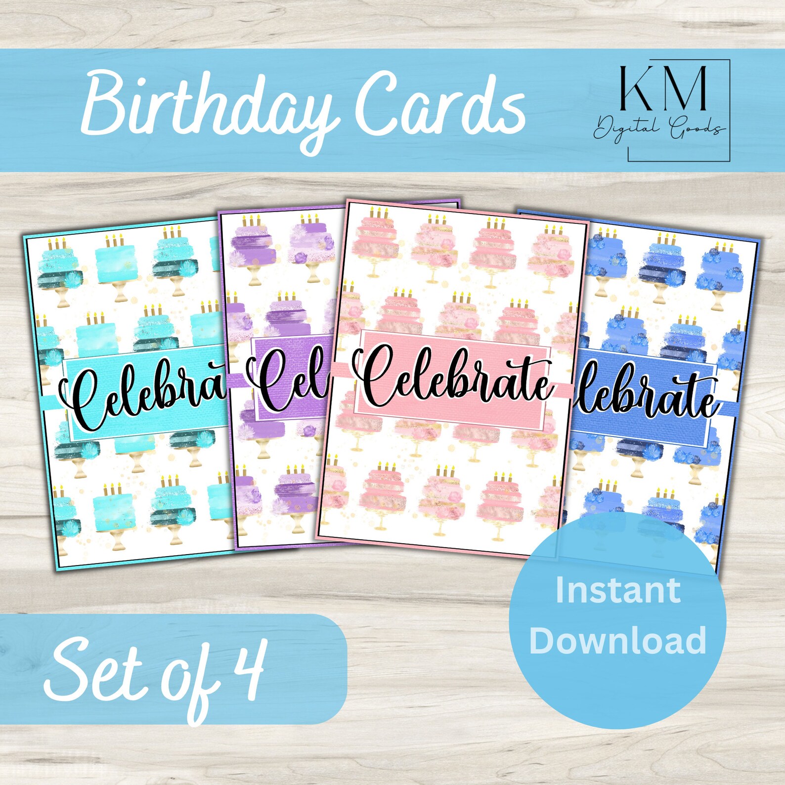 Happy Birthday Printable Greeting Card Digital Birthday Card Cake ...