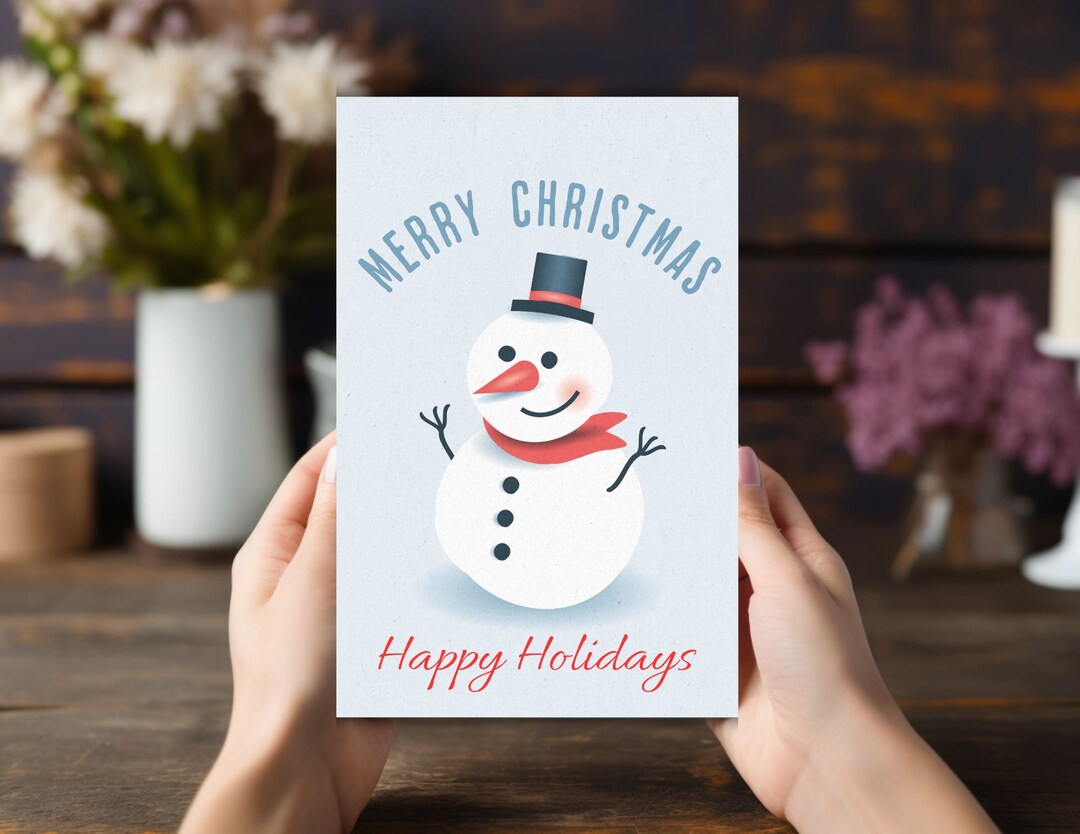 Printable Snowman Christmas Card Holiday Greeting Card Gift Digital ...