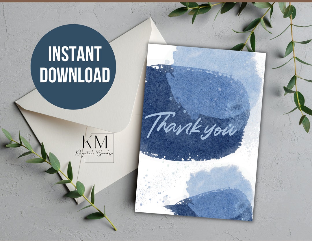 Thank You Card Printable Thank You Greeting Card Digital Downloadable ...