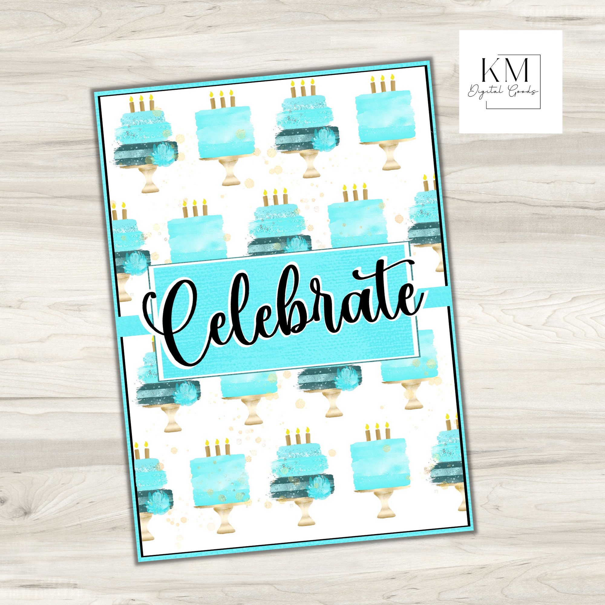Happy Birthday Printable Greeting Card Digital Birthday Card Cake ...