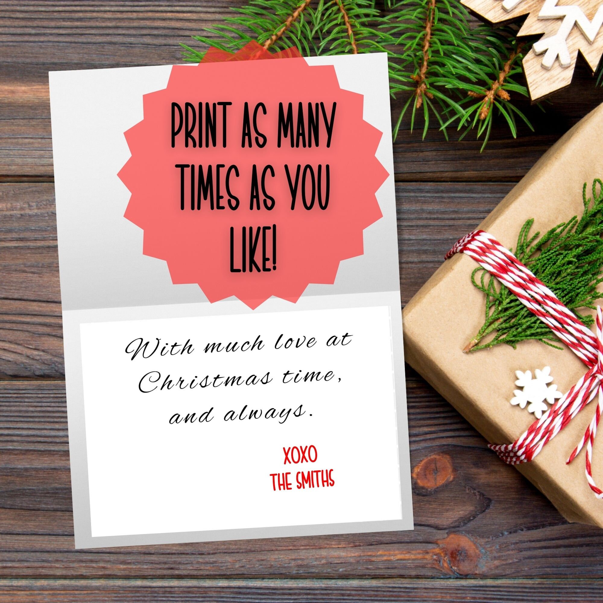 Christmas Card Sentiment Inserts: 5x7 Holiday Greetings (digital ...