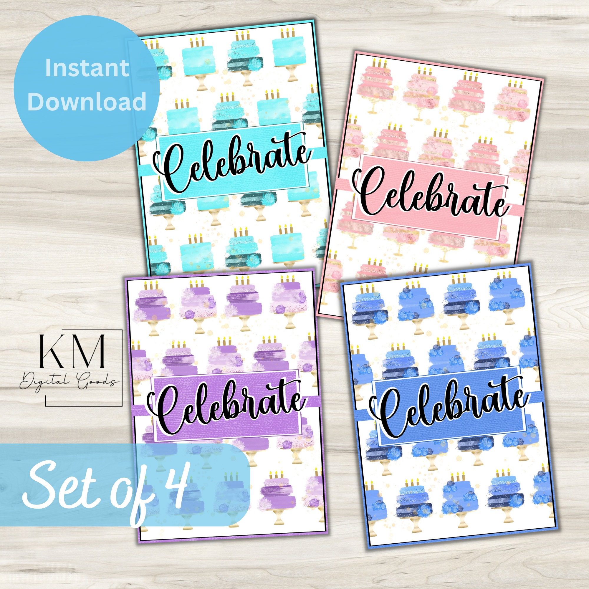 Happy Birthday Printable Greeting Card Digital Birthday Card Cake ...