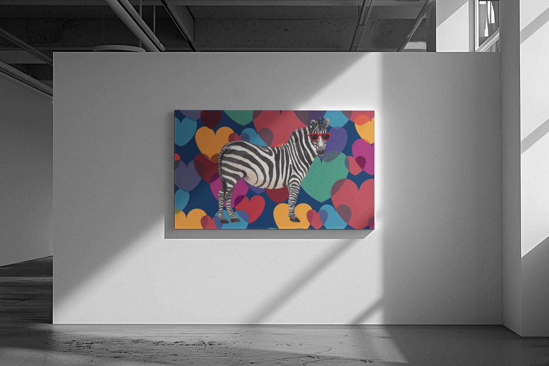 Zebra Hearts Printable Wall Art Blue Animal Print Home Decor (digital ...