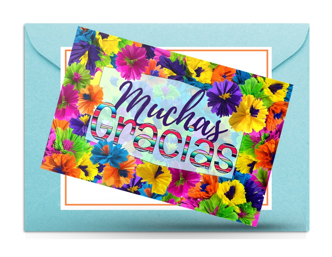 Mexican Paper Flowers Muchas Gracias Note Digital Print, Printable ...
