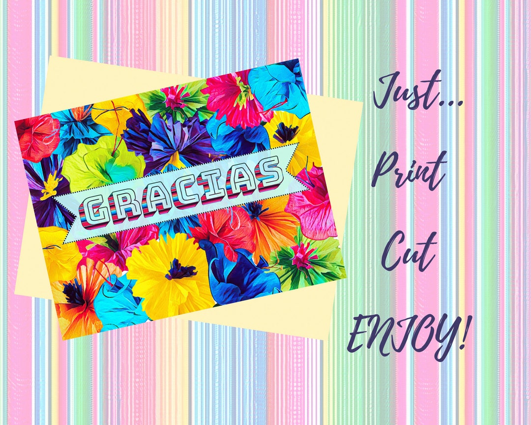 Mexican Paper Flowers Gracias Digital Print Printable - Etsy