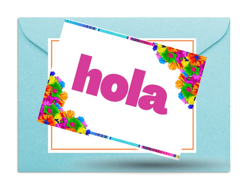 Serape and Paper Flowers Hola Digital Print, Printable Digital Download ...