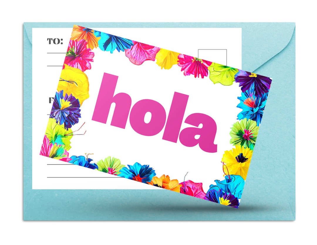 Mexican Paper Flowers "hola" Digital Print, Printable Digital Download ...