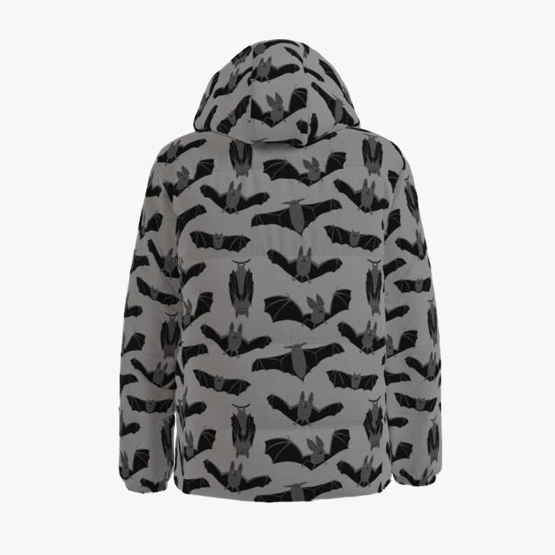 Goth Bats Hooded Puffer Coat Bat Gothic Unisex Down Hooded Puffer ...