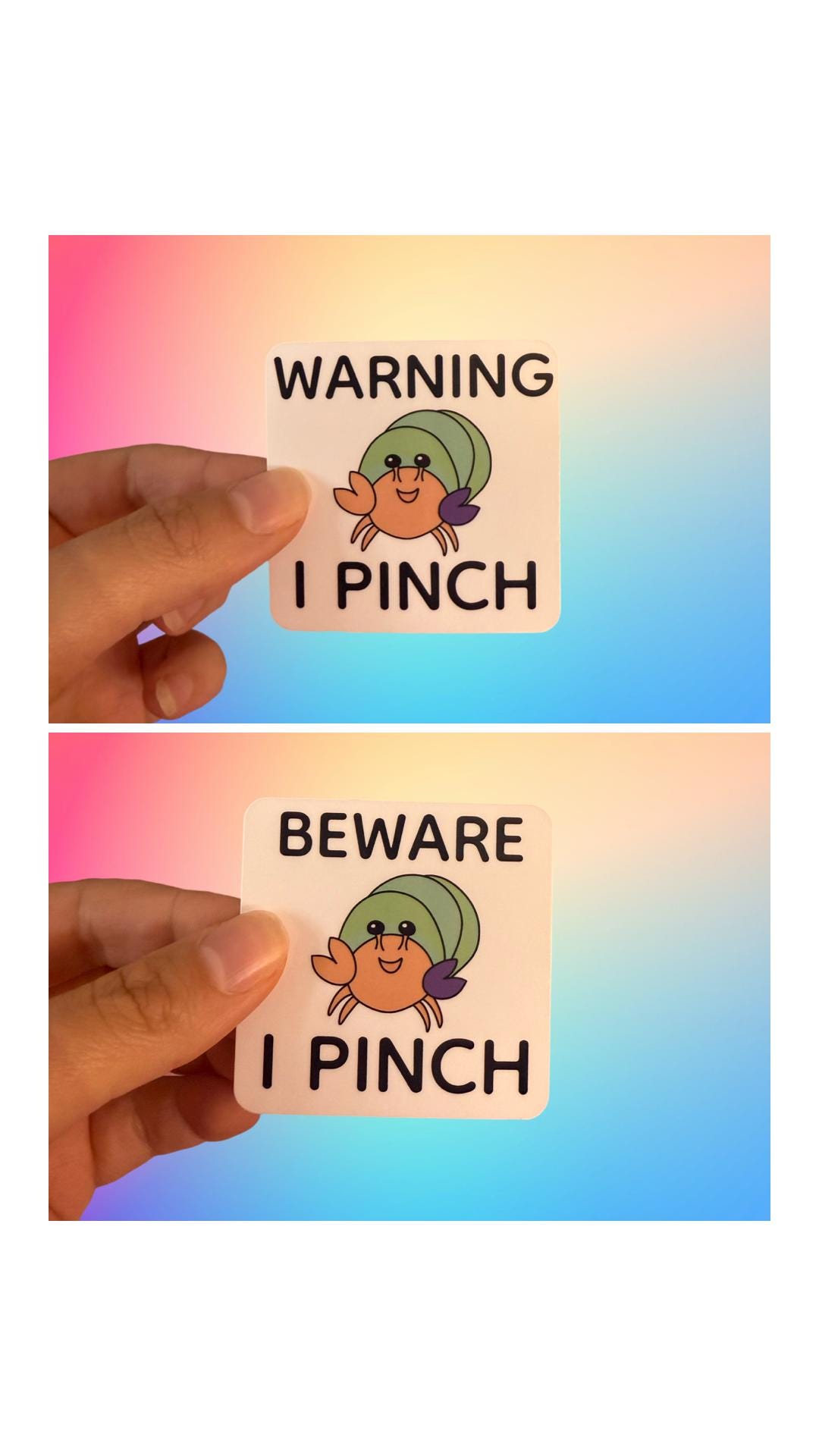 I Pinch! - Hermit Crab Sticker - Laminated Glossy Sticker - Water ...