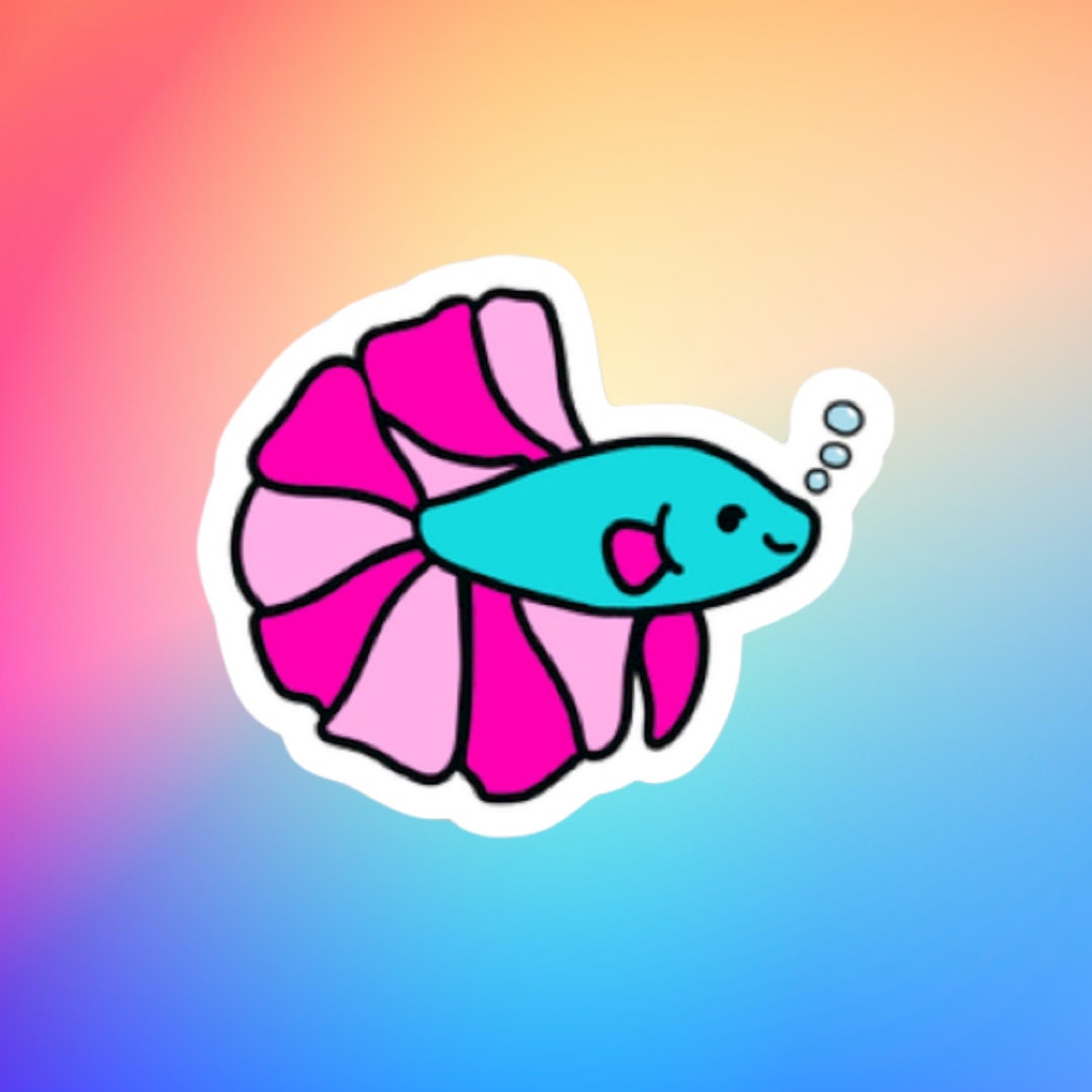 Vibrant Betta Sticker - Betta Fish Art - Glossy Vinyl Sticker ...