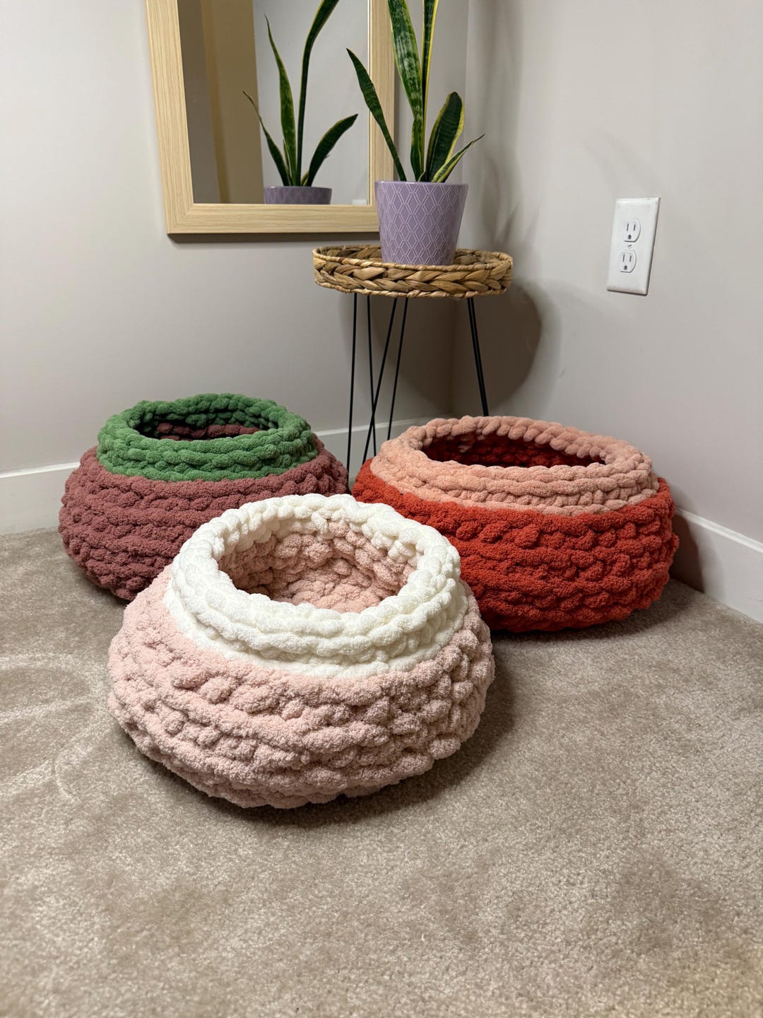 Two-toned Kitty Cave - Crochet Cat Beds - Catnip Scented - Organic ...