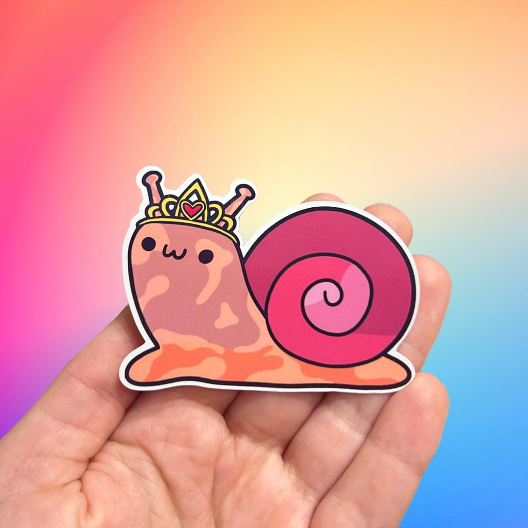 Princess Snail - Cute Snail Design - Laminated Glossy Sticker - Water ...