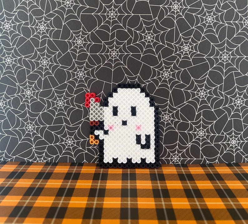 Boo the Ghost Halloween Original Perler Craft Magnet Coaster Cute ...