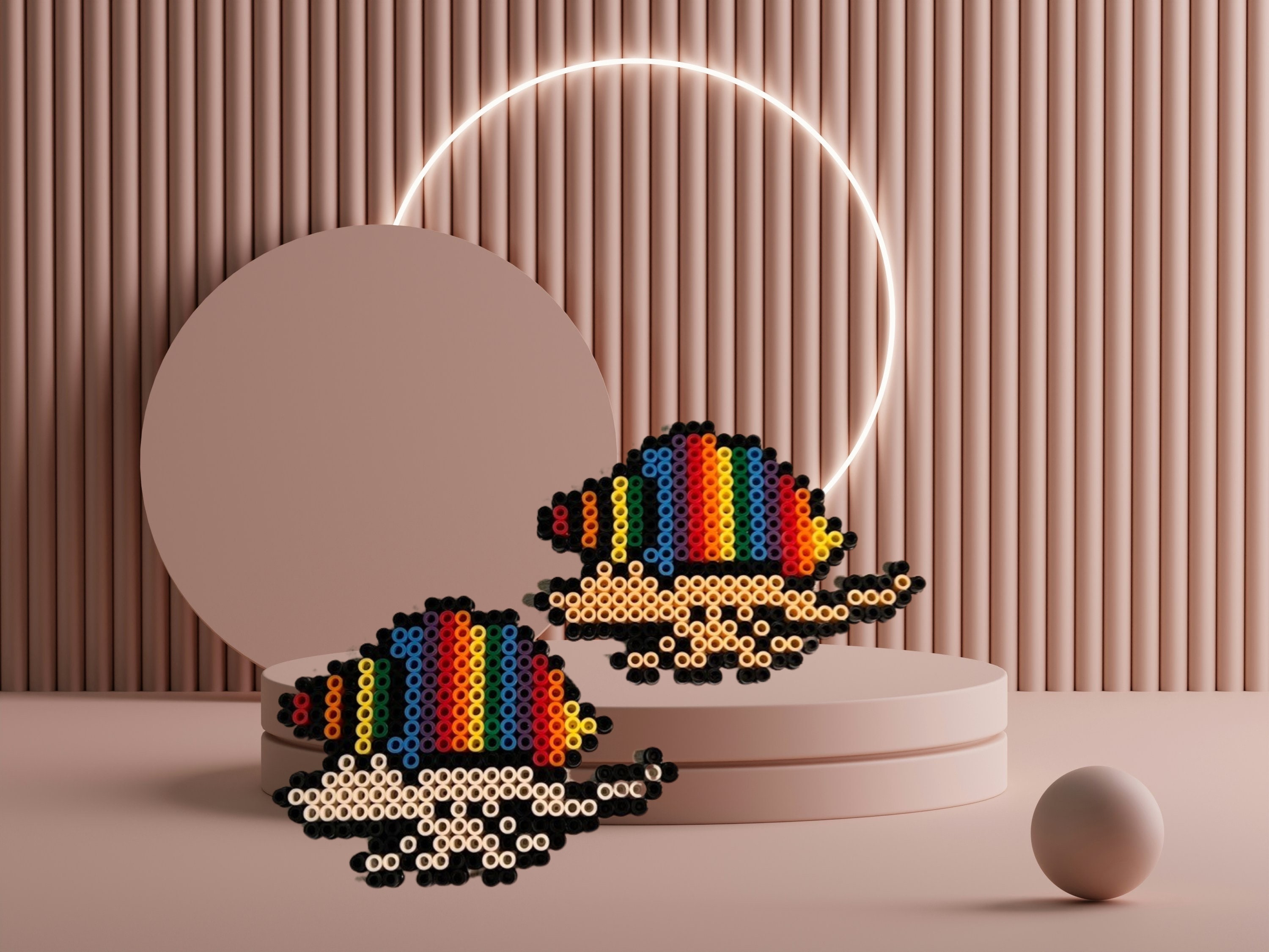 Rainbow Mystery Snail Original Fuse-bead Craft Magnet Coaster Cute ...