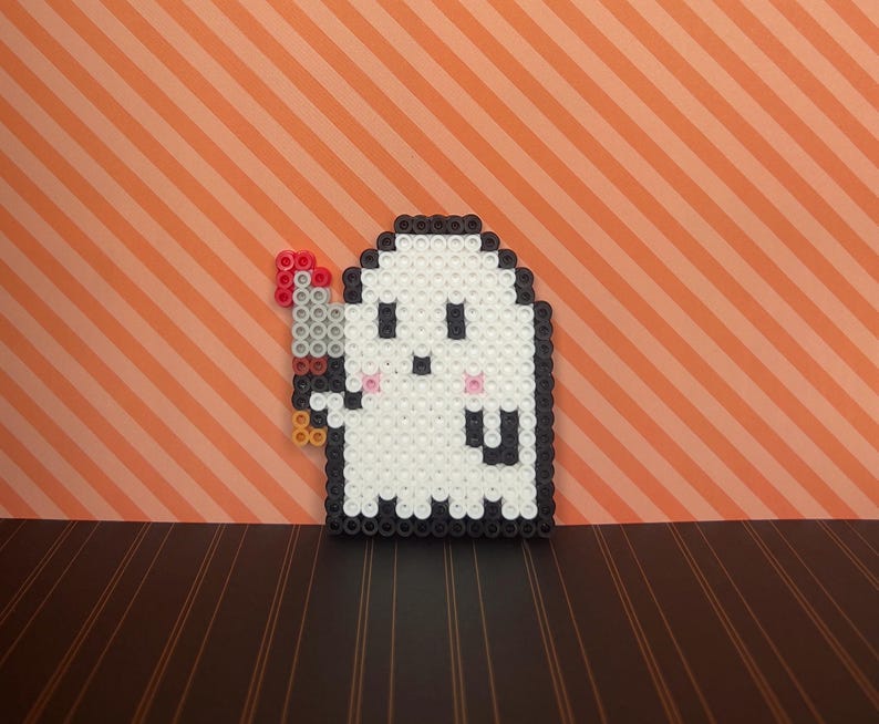 Boo the Ghost Halloween Original Perler Craft Magnet Coaster Cute ...