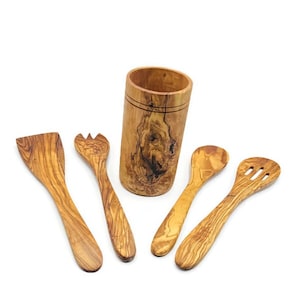 OLIVE WOOD UTENSILS | Olive Wood Cooking Spoon | Natural Wood Utensil ...