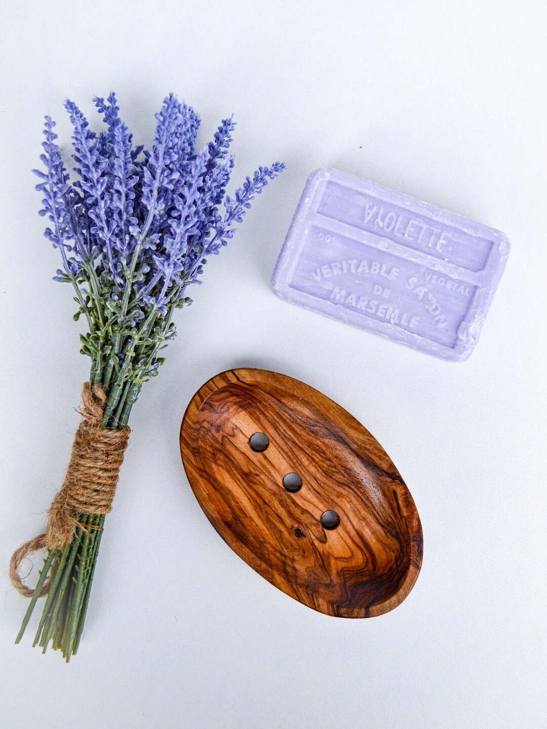 Olive Wood Soap Dish Set of 2 (5"), Wooden Soap Dish, Bathroom ...