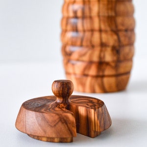 Olive Wood Honey Jar(4") With Honey Dipper(5.8"), Wooden Honey Pot With ...