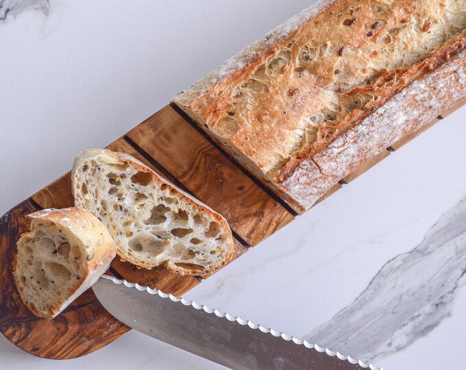 Bread Slicing Board Made of Olive Wood 15.5, Wooden Charcuterie Board ...
