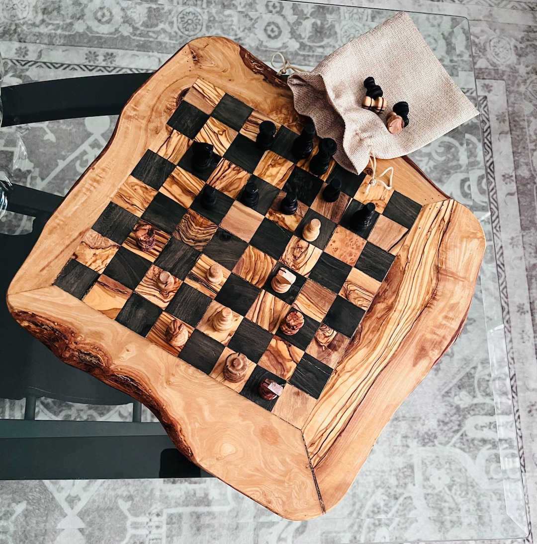 Olive Wood Chess Board Handmade Large and Unique Chess Board Unique ...