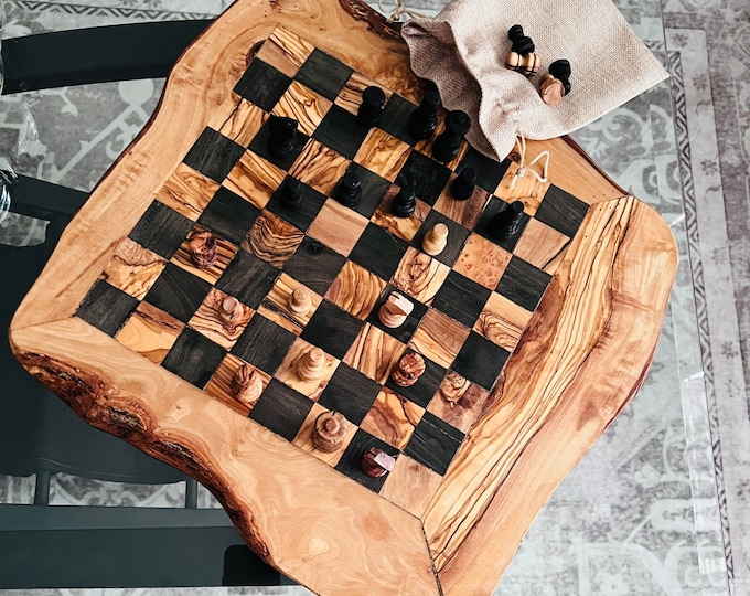 Olive Wood Chess Board Handmade| Large and Unique Chess Board| Unique ...