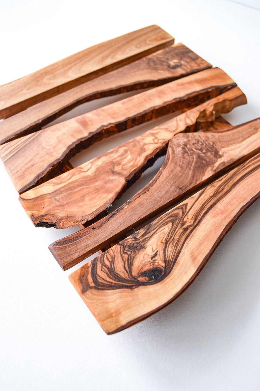 Handmade Rustic Olive Wood Trivet: Square Hot Potholder (8.5"x8.5") - Etsy