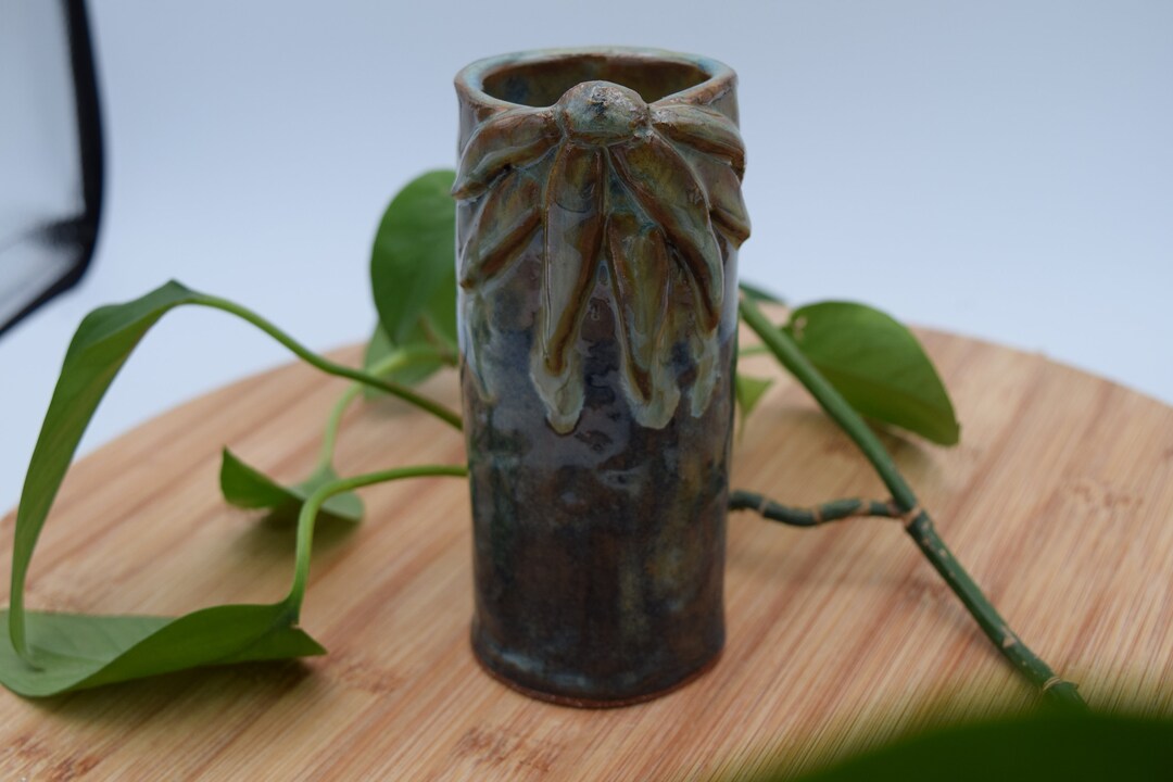Blue Green and Brown Bud Vase Black Eyed Susan Collection - Etsy
