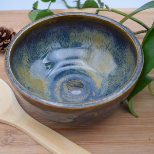 Blue and Gold Bowl Ceramic Dish Handmade Pottery Organic Stoneware N08 ...