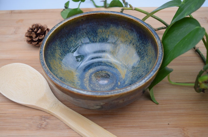 Blue and Gold Bowl Ceramic Dish Handmade Pottery Organic Stoneware N08 ...