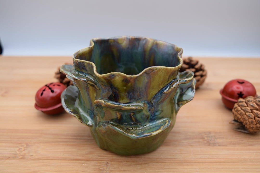 Small Green Unique Pot/planter Handmade Pottery Organic Stoneware PL10 ...