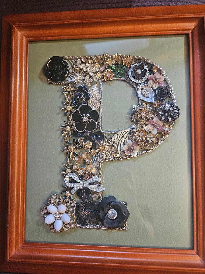 Made to Order Vintage Jewelry Initial Craft on an 8 X 10 Photo Frame ...