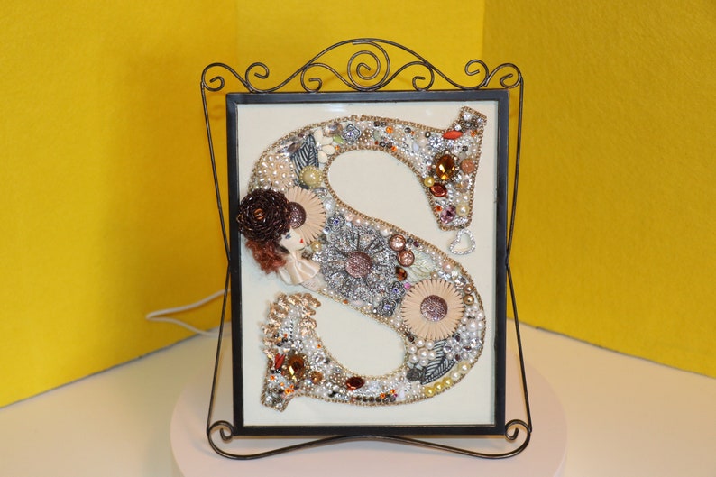 Made to Order Vintage Jewelry Initial Craft on an 8 X 10 Photo Frame ...