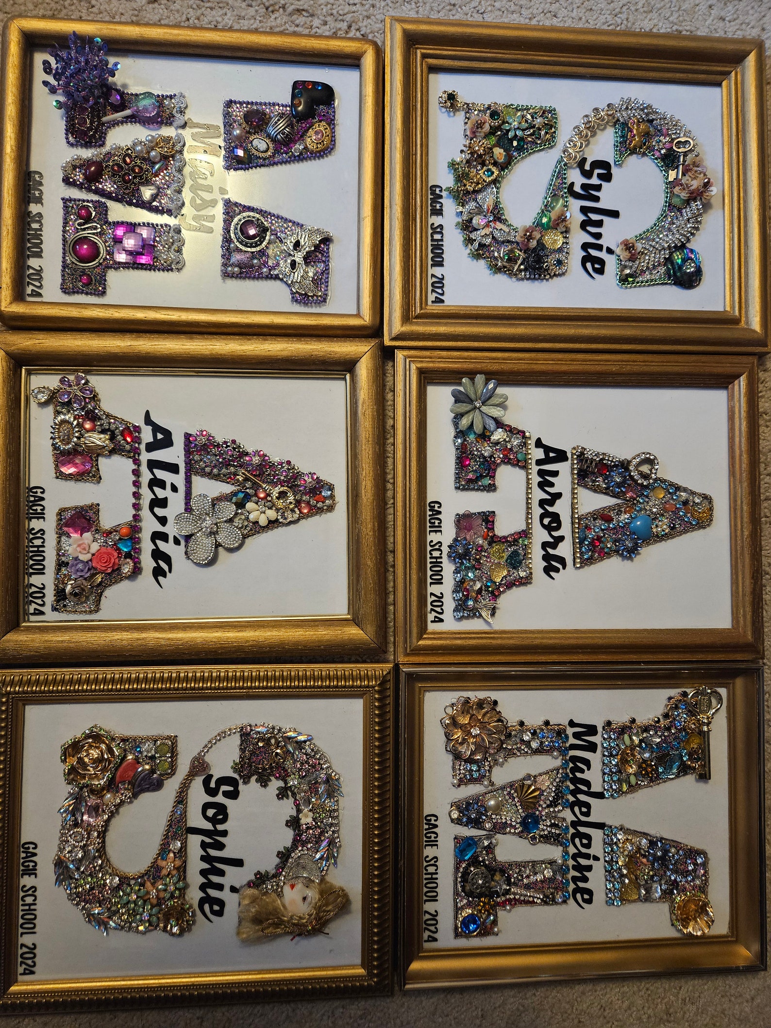 Made to Order Vintage Jewelry Initial Craft on an 8 X 10 Photo Frame ...