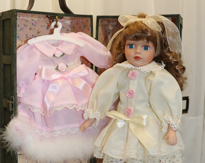 Cracker Barrel Porcelain Doll in Wood Travel Case - Etsy