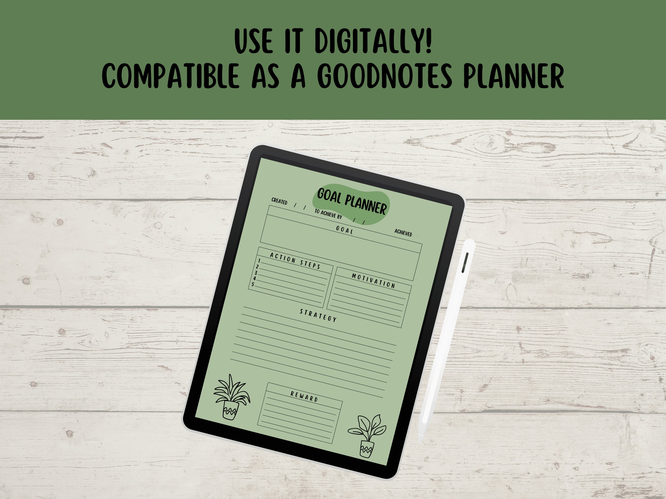 Sage Green Plant Planner Bundle, Printable Planner, Goodnotes Planner ...