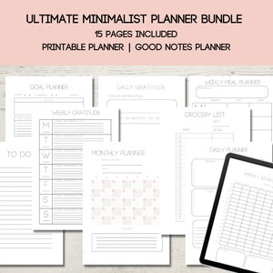 Minimalist Planner Bundle, Printable Planner, Goodnotes Planner, iPad ...
