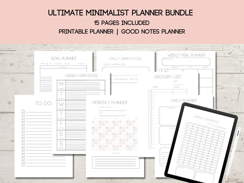 Minimalist Planner Bundle, Printable Planner, Goodnotes Planner, iPad ...