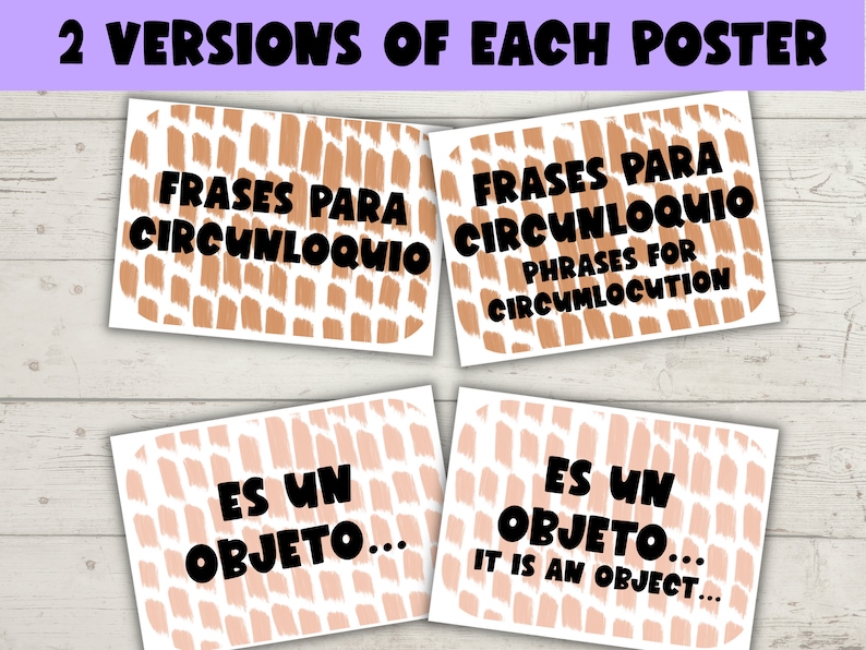 Spanish Circumlocution Phrases Boho Posters Set | Frases De ...