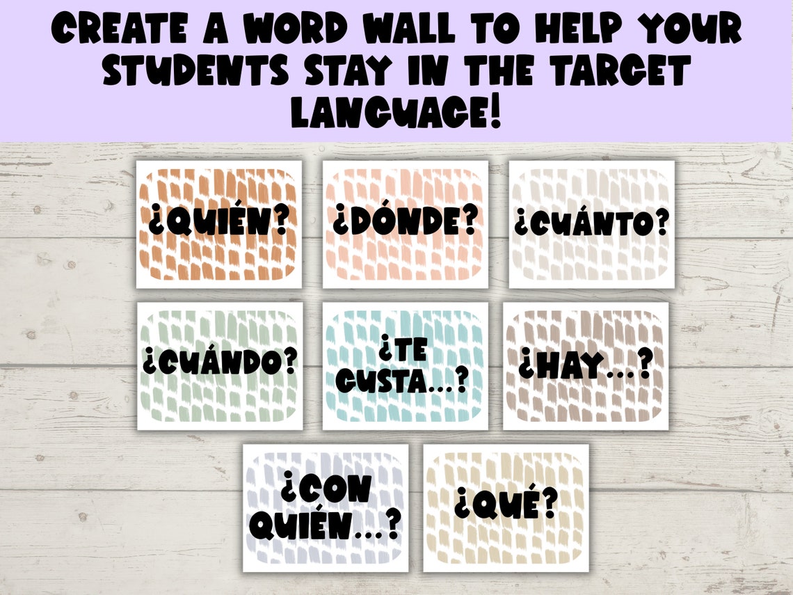 Spanish Question Words Boho Poster Set Interrogatives Word Wall ...