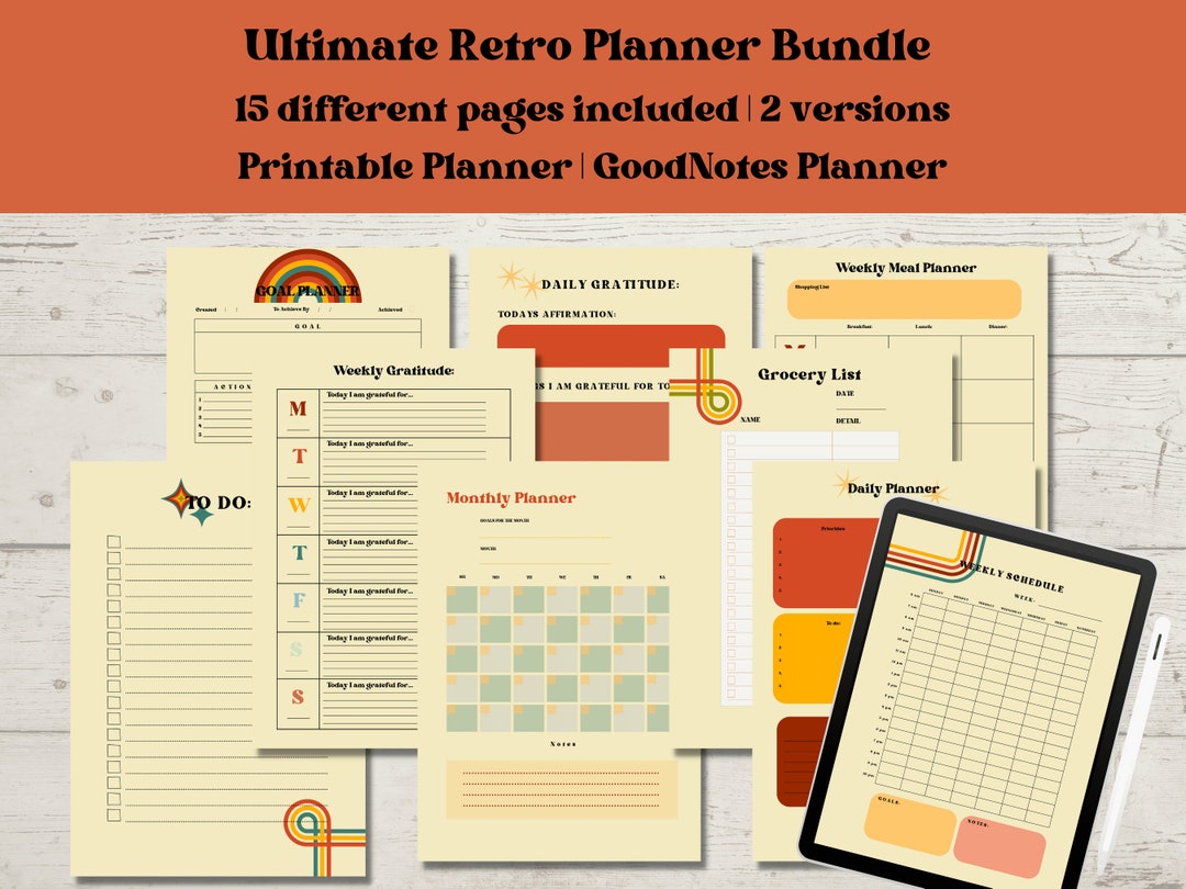Ultimate Retro Planner Bundle, Printable Planner, Goodnotes Planner ...