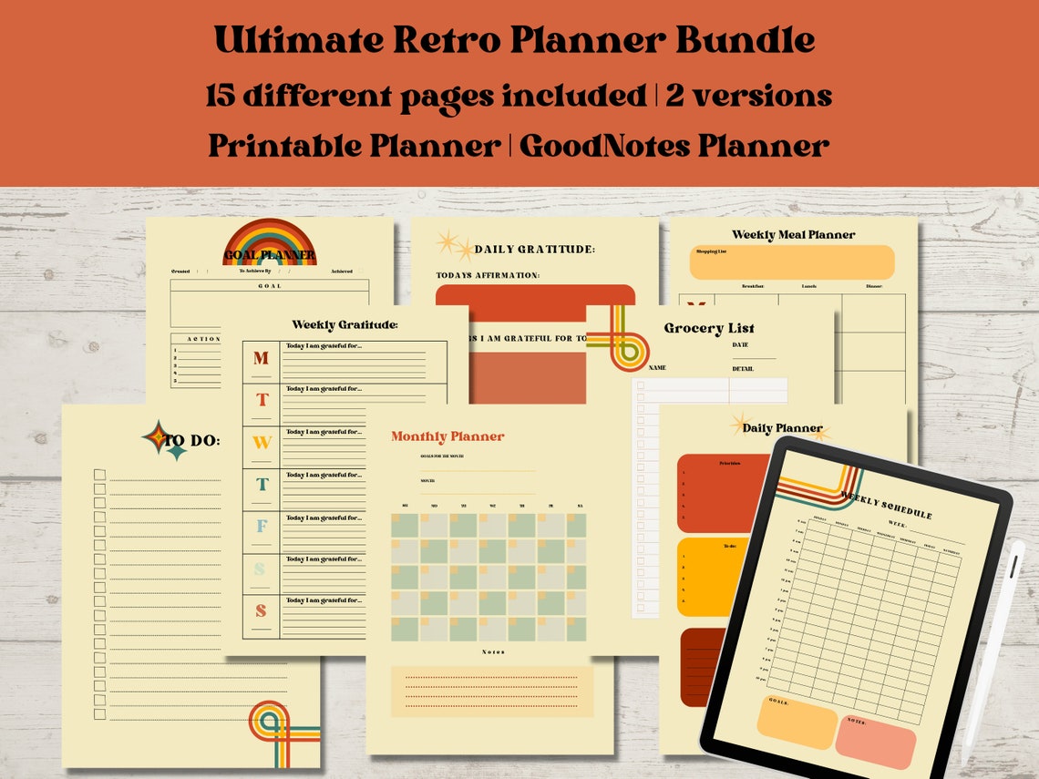 Ultimate Retro Planner Bundle, Printable Planner, Goodnotes Planner ...