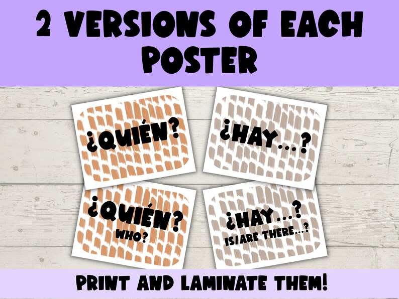 Spanish Question Words Boho Poster Set | Interrogatives | Word Wall ...