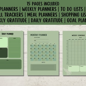 Sage Green Plant Planner Bundle, Printable Planner, Goodnotes Planner ...