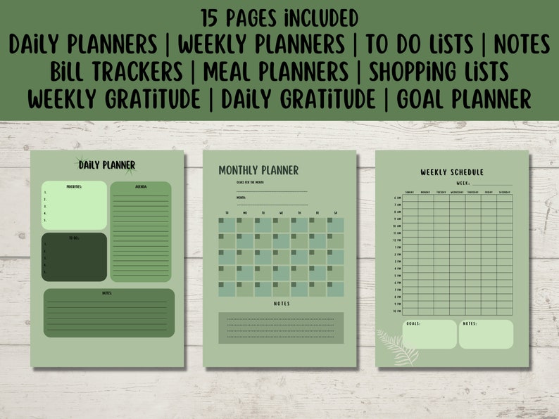 Sage Green Plant Planner Bundle, Printable Planner, Goodnotes Planner ...