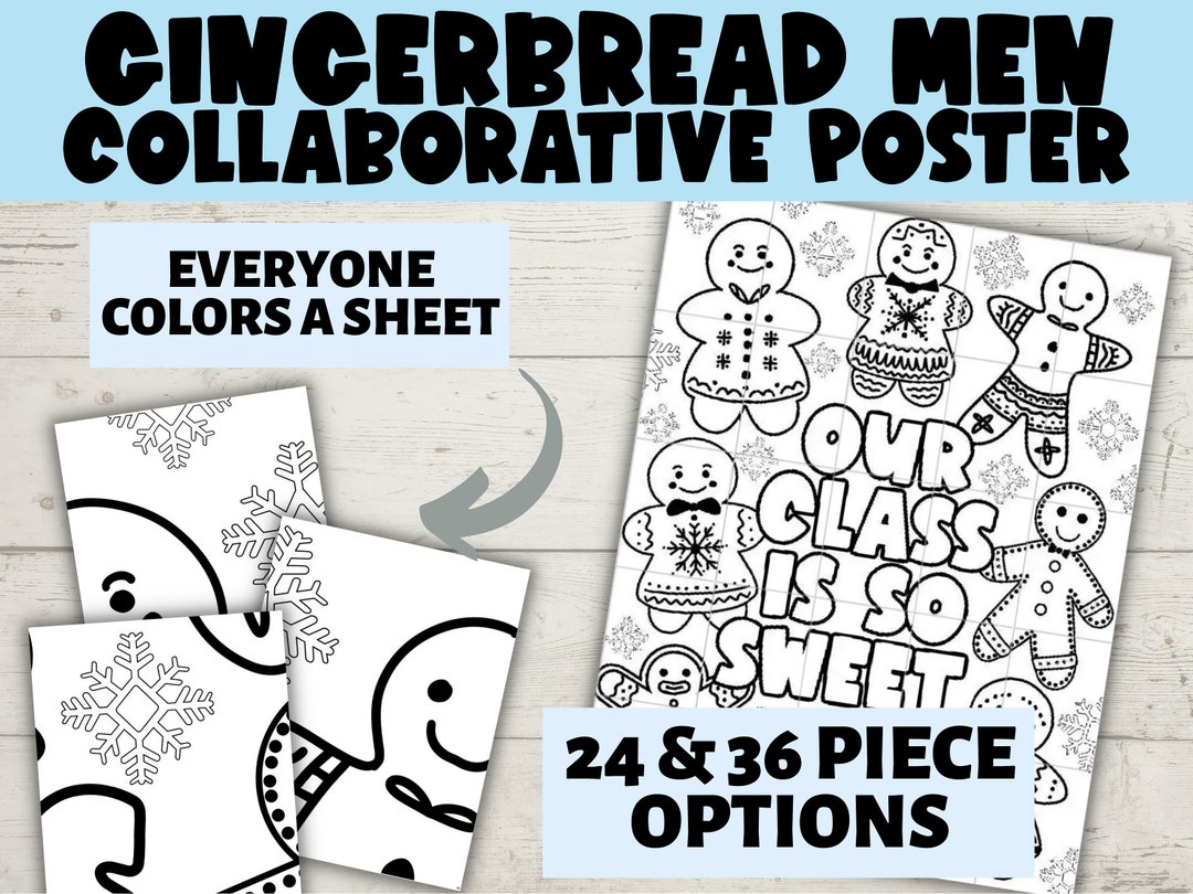 Gingerbread Collaborative Poster | Class Mural Coloring Sheet | Winter ...